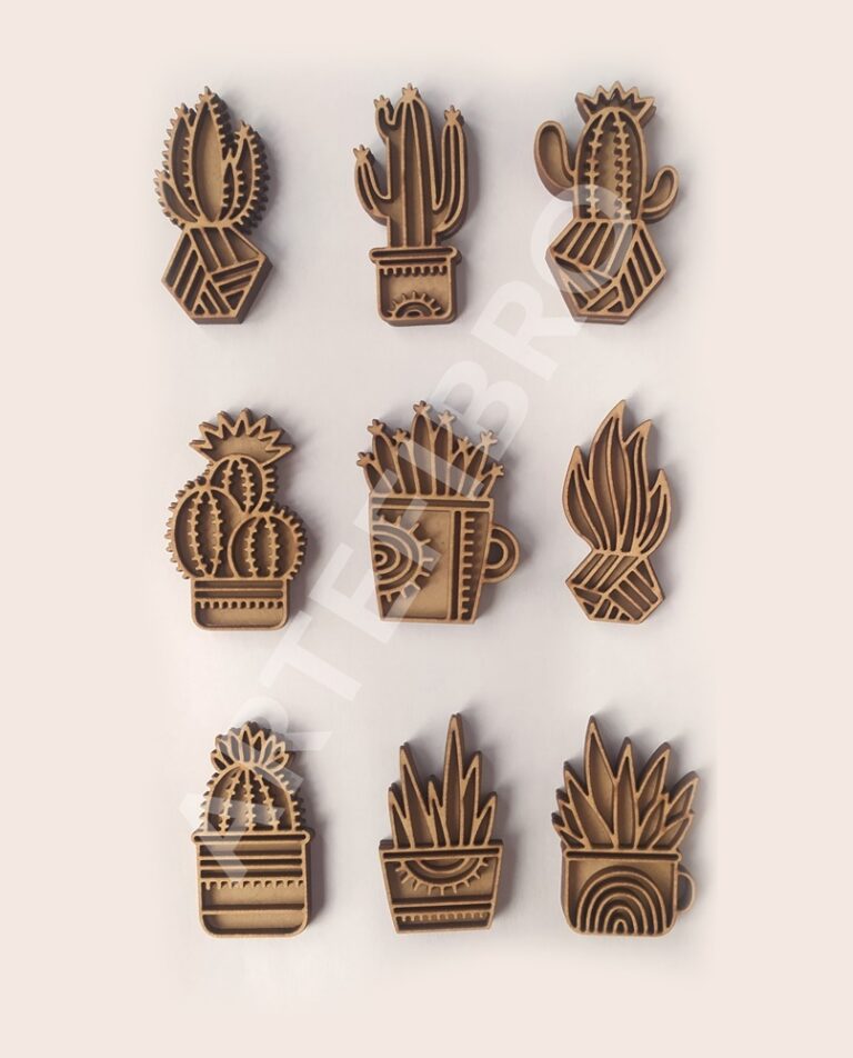 Cactus y Suculentas Pack x 9 - ArteFibro mdf corte laser
